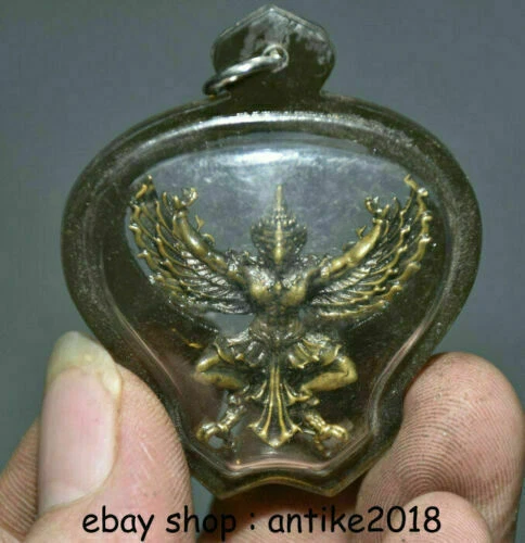 2& OLD TIBET Copper Redpoll Winged Garuda Bird Eagle Buddha Amulet ...