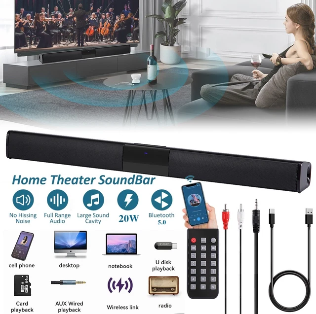 20W BT5.0 SURROUND Sound Bar Audio Desk Speakers Computer T V Sound Bar ...