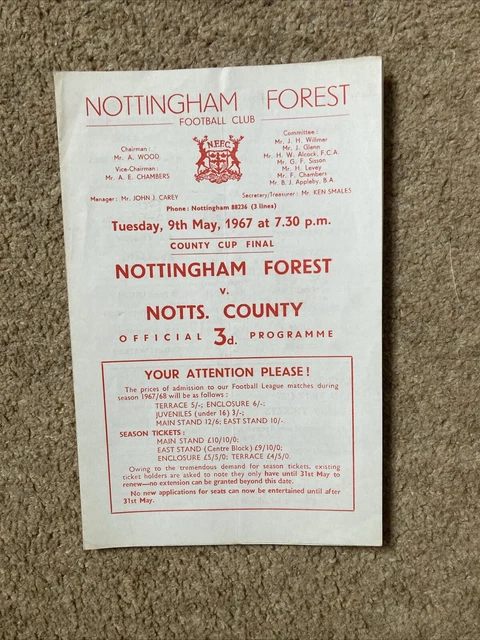 NOTTS COUNTY CUP Final - Nottingham Forest v Notts County - 9/5/67 £0.99 - PicClick UK