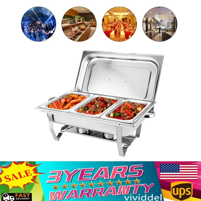3*3L CHAFING DISH Buffet Food Pan Set Stainless Steel Catering Food ...