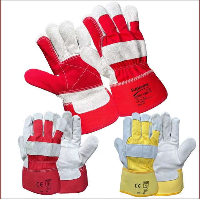 CANADIAN DOUBLE PALM Rigger Gloves Heavy-Duty Leather Safety Gauntlet ...