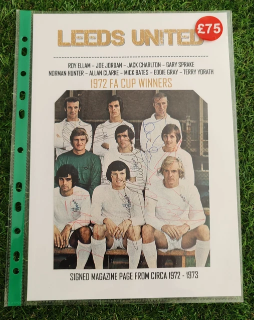 LEEDS UNITED PLAYERS 1972 SIGNED ON A4 PAGE x 9 Stars AUTOGRAPHS See ...