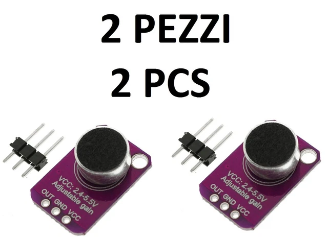 MAX4466 ELECTRET MICROPHONE Amplifier With Adjustable Gain Arduino 2PCS ...