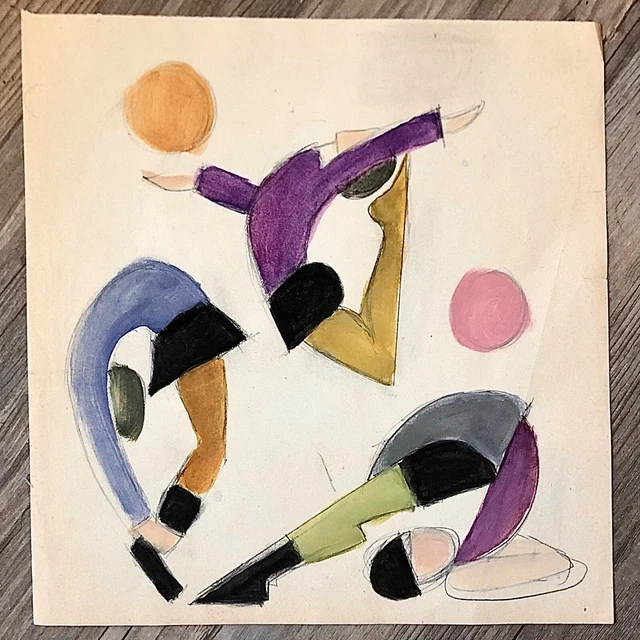 RARE DESSIN ANCIEN style Art Deco Avant-garde Russe Cirque Old Drawing ...