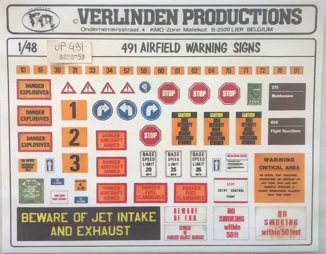 VERLINDEN 1:48 ACCESSORI Diorama Airfield Warning Signs Segnali ...