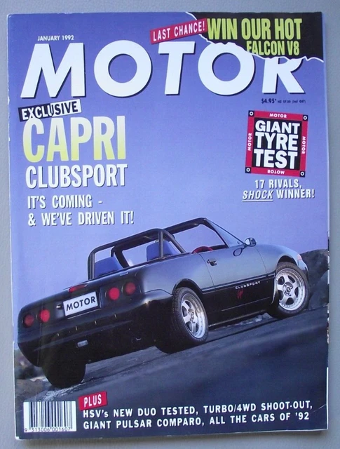 MOTOR MAGAZINE, JANUARY 1992 - Ford Capri, HSV SV91, Celica, Subaru ...