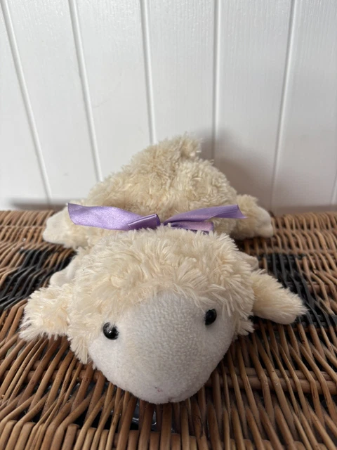 TESCO LAMB SHEEP Hand Puppet Purple Ribbon 9 inch Soft Plush Toy Easter ...