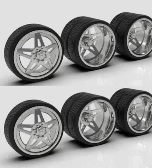 1:25 26” SEMI Truck “Fuel Dually Wheels On Low Profile Tires (2 Fronts ...