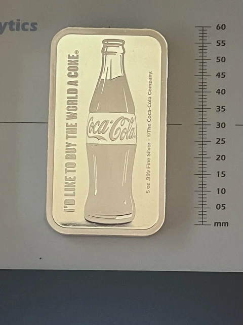 COCA-COLA 5 OZ con licencia oficial Barra de plata 99,9 % a prueba ...