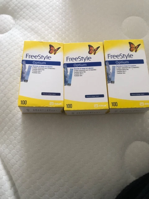 BANDELETTES POUR MESURER la glycemie freestyle libre 2 3 boîtes de 100 ...
