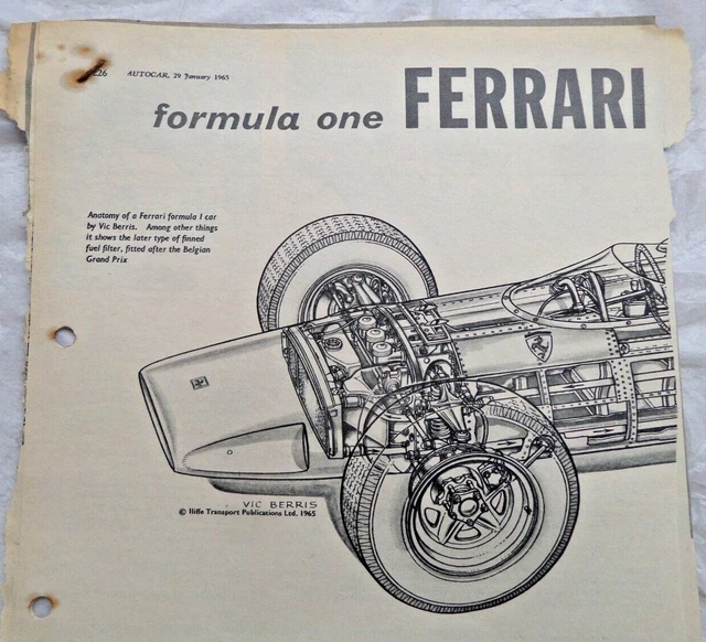 ANATOMY OF A Ferrari Formula One F1 Engine Autocar Magazine Jan 1965 ...