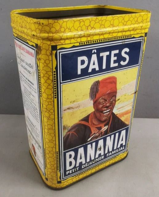 BANANIA BOITE METAL Ancienne Vintage Pates Chocolat Petit Dejeuner ...