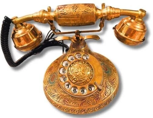 ANTIQUE BRASS DECORATIVE Telephone Dial Box Rotary Old Ringer Dial ...