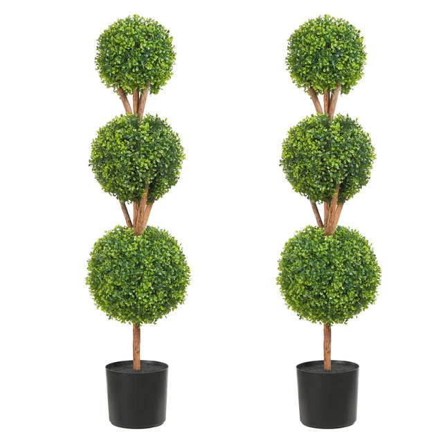 VEVOR BUIS TOPIAIRE Artificiel 2 Plantes Déco 122 cm 10 Feuilles ...