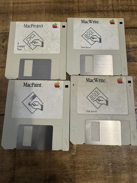 VINTAGE APPLE MACINTOSH MacWrite MacPaint Macproject Floppy Disk 1984 ...