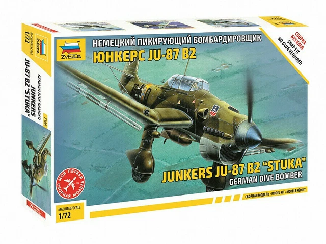 ZVEZDA 7306 WWII German Dive Bomber JU-87B2 STUKA Scale Model Kit 1:72 ...