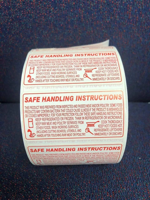 FOOD SAFE HANDLING Instructions Labels, Meat, Chicken Packaging ...