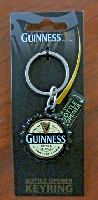 GUINNESS OFFICIAL MERCH Flip Down Bottle Opener Keyring New On Card ...