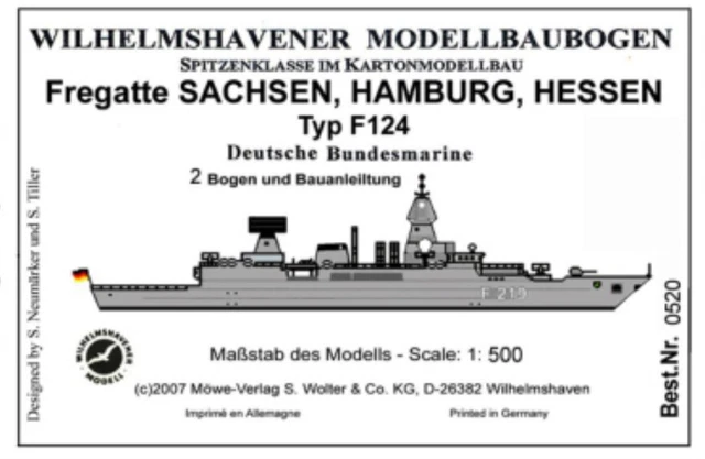 WILHELMSHAVENER MODELLBAUBOGEN &FREGATTE SACHSEN" Maßstab 1:500 EUR 11 ...