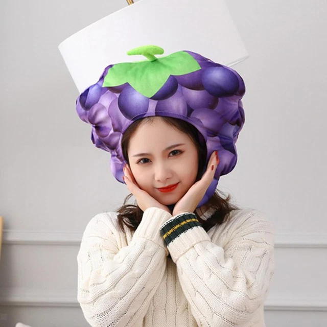 GRAPE HEADGEAR HAT Plush Cute Fruit Hat for Party Supplies Cosplay ...
