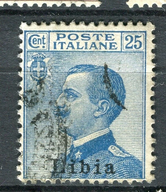ITALIAN COLONIES; LIBIA early 1900s Emmanuel Optd. issue fine used 25c ...