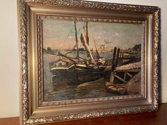 TABLEAU ANCIEN H/P Marine Ancienne -Paysage Du Nord Signé- Flamand -Pays Bas - EUR 39,00 ...