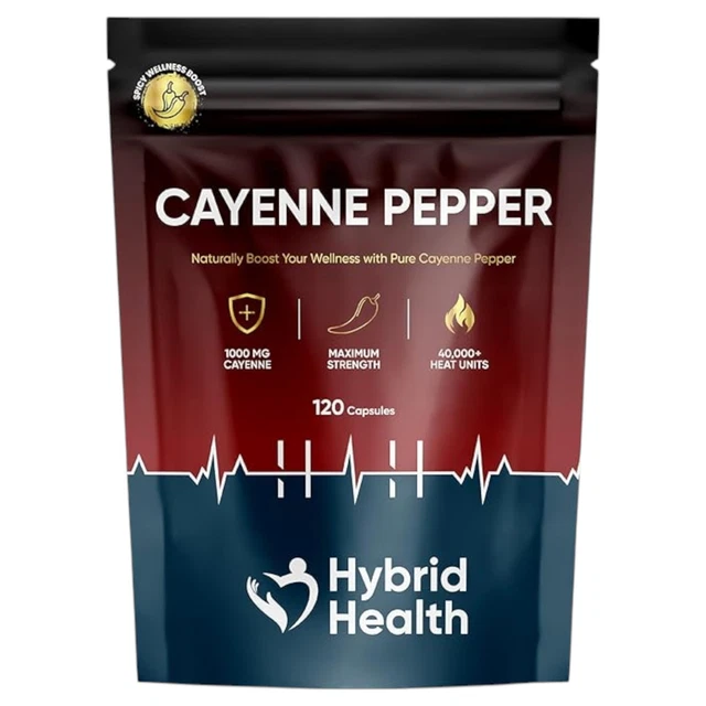 CAYENNE PEPPER CAPSULES 1000mg – 120 Vegan, Non-GMO, Natural Supplement ...