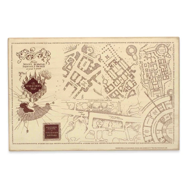 OPEN ROAD BRANDS Harry Potter Marauder's Map Wood Wall Decor - Vintage ...