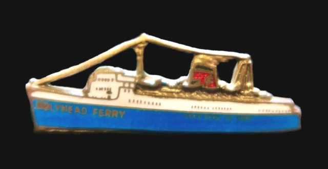BRITISH RAIL FERRY T.S.S. Hollyhead Ferry 1 - Enamel Silhouette Badge ...
