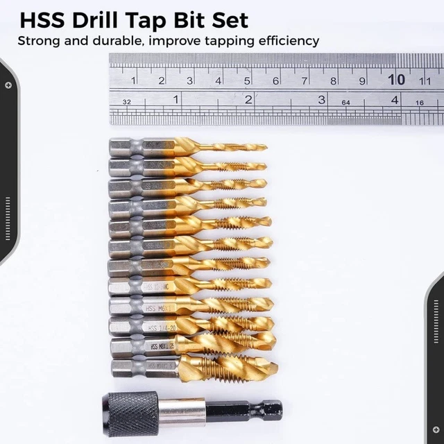 13PCS TAP BITS Set Combination Drill for Drilling, Tapping and ...