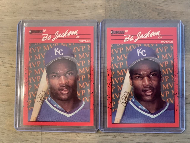 (2) 1990 DONRUSS BO JACKSON #BC-1 MVP No Dot/Purple Hat Double ERROR ...