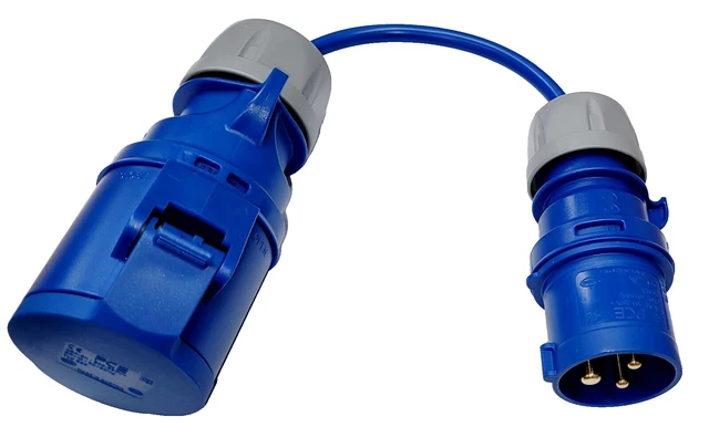 16 AMP PLUG to 32Amp Socket Adaptor fly lead arctic flex 2.5mm cores ...