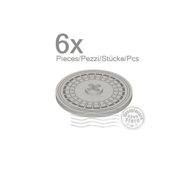 6x Lego 2958pb086 Technic Hubcap 3x3 Light Bluish Gray 6304895 Eur