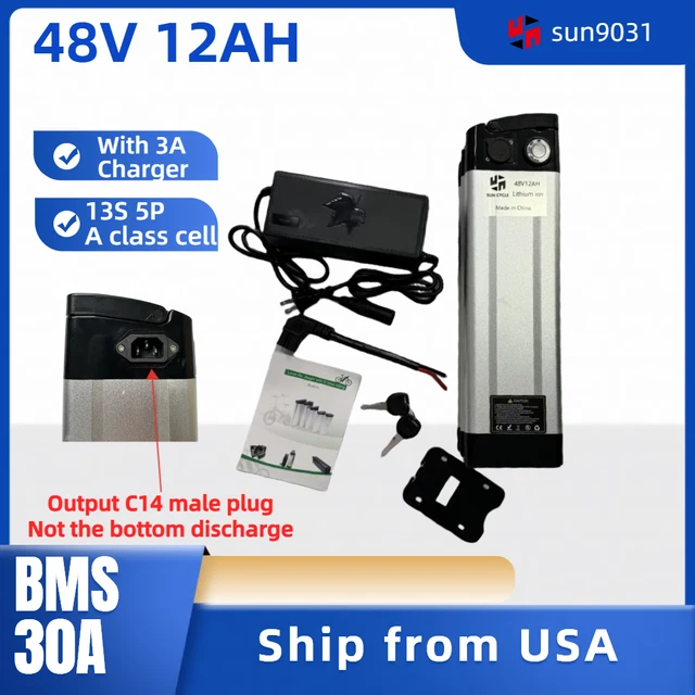 48V12AH EBIKE BATTERY Pack Lithium Ion BMS Electric Bicycle 1000W ...