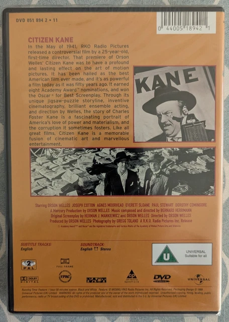 CITIZEN KANE DVD (1999) Orson Welles Brand New and Sealed £7.99 ...