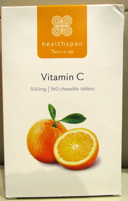 HEALTHSPAN VITAMIN C 500mg, 160 Chewable Tablets, Immune Support ...