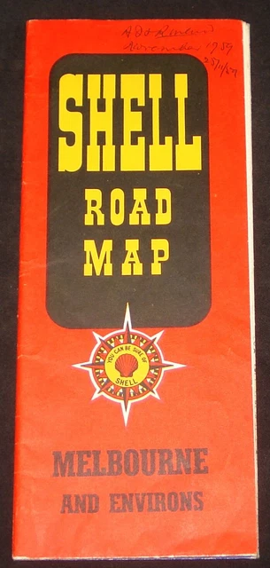 SHELL PETROL 1958 Fold Out Road Map Of Melbourne & Environs EUR 18,38 ...
