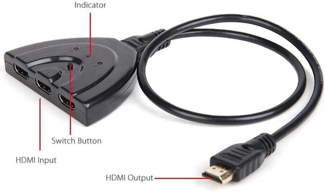 3 HDMI PORT Splitter Cable Multi Switch Switcher 4K HD PlayStation Xbox ...