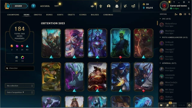 COMPTE LEAGUE OF legends euw platine all champ 200 skin + unique skin ...