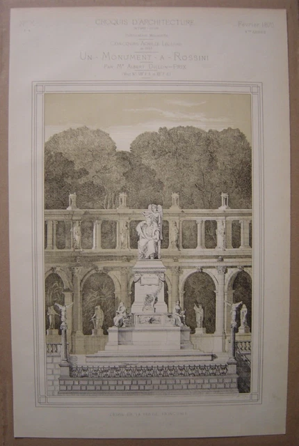 LOT DE 2 planches croquis d'architecture Plans Monument Gioachino ...