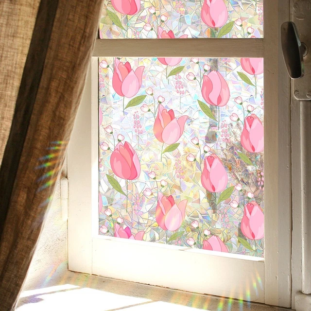 AUTOCOLLANT MURAL FLEUR de tulipe rose romantique et chic avec design papillon EUR 20,38 ...