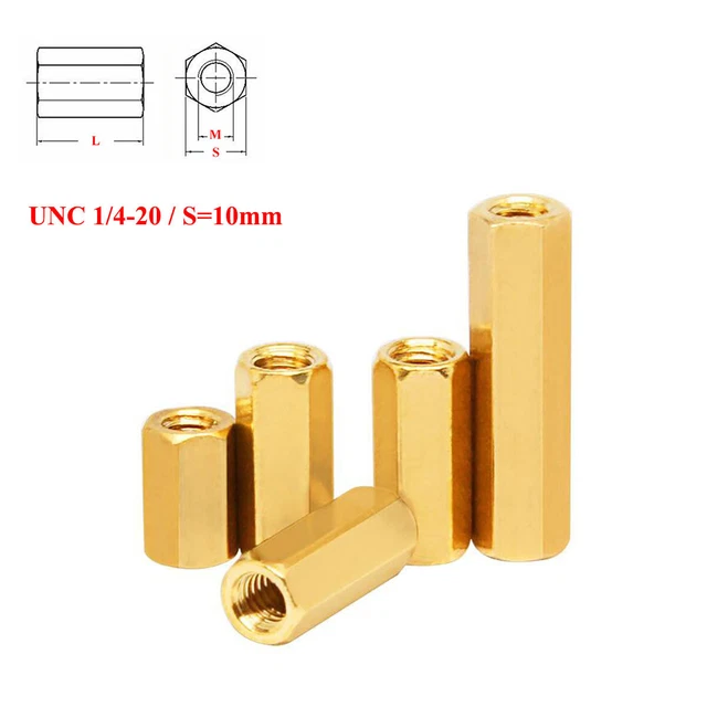 UNC 1/4-20 (S=10) Messing Sechskant Abstandssäulen Mutter Buchse ...