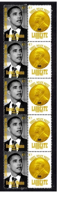 BARACK OBAMA NOBEL Peace Prize Strip Of 10 Vignette Stamps 5 $9.04 ...