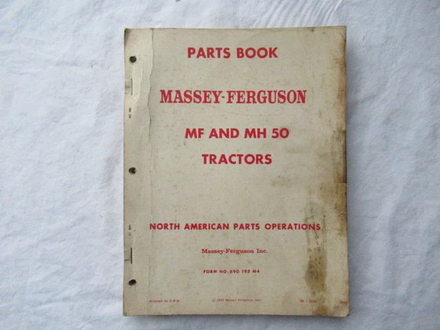 1963 MASSEY-HARRIS FERGUSON MH MF 50 Tractor Repair Parts Catalog Book ...