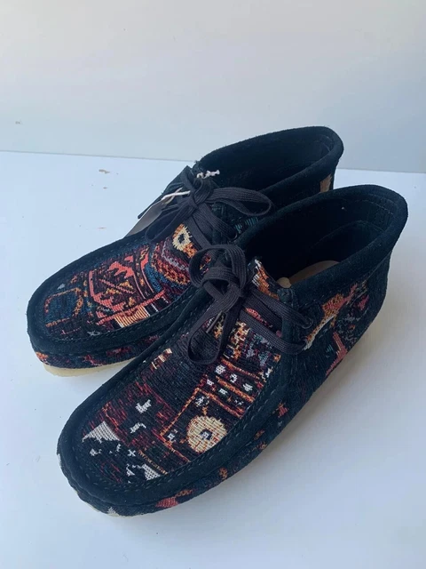 NEW MENS CLARKS Originals Wallabees Limited Edition Blk Combi Boots Uk ...