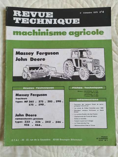 REVUE TECHNIQUE TRACTEUR MASSEY FERGUSON 265 275 285 290 575 590 moteur PERKINS EUR 49,90 ...
