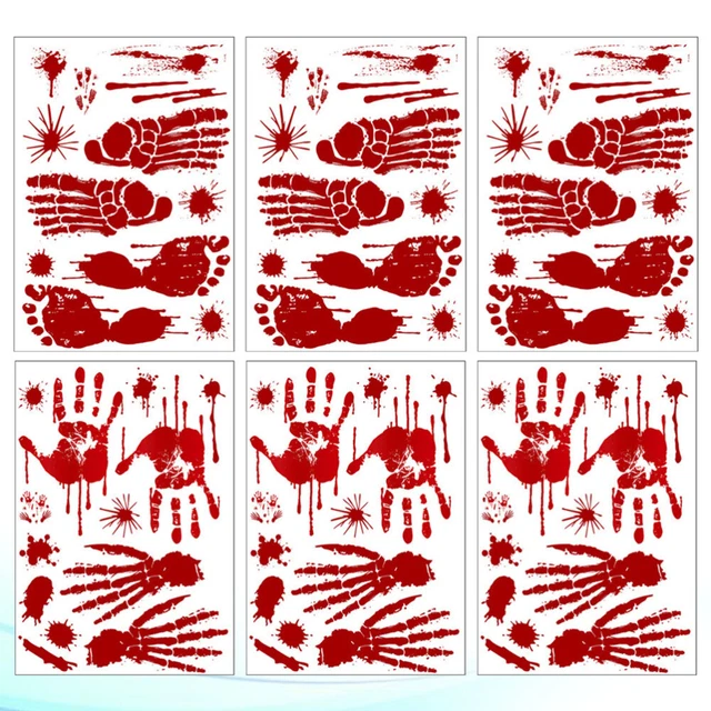 6 SHEETS STICKERS Blood Printing Halloween Window Bloody Clings Wall £ ...
