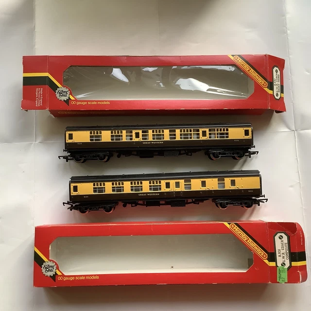 2 GWR GREAT Western Mk1 Coaches for Hornby 00 Gauge Train Sets - R931, R932 £21.52 - PicClick UK