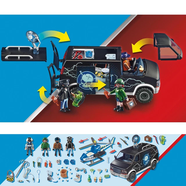 PLAYMOBIL CITY ACTION Hélicoptère Poursuite Avec Runaway Van Jeux de ...