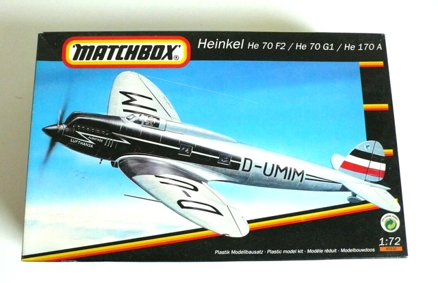 KIT MATCHBOX ANCIEN HEINKEL He 70 F2 1/72 ème 1992 BON ÉTAT COMPLÈTE ...